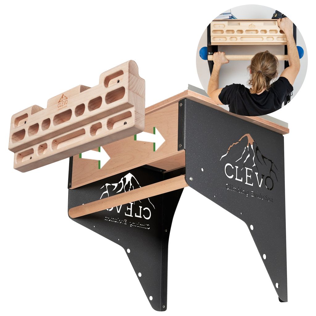 Clevo Wall: Climbing wall for the home incl. hangboard + storage