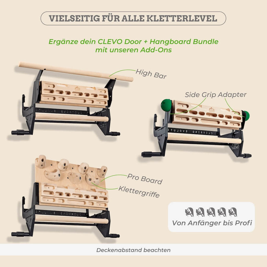 Clevo Door Hangboard Suspension + Hangboard Bundle